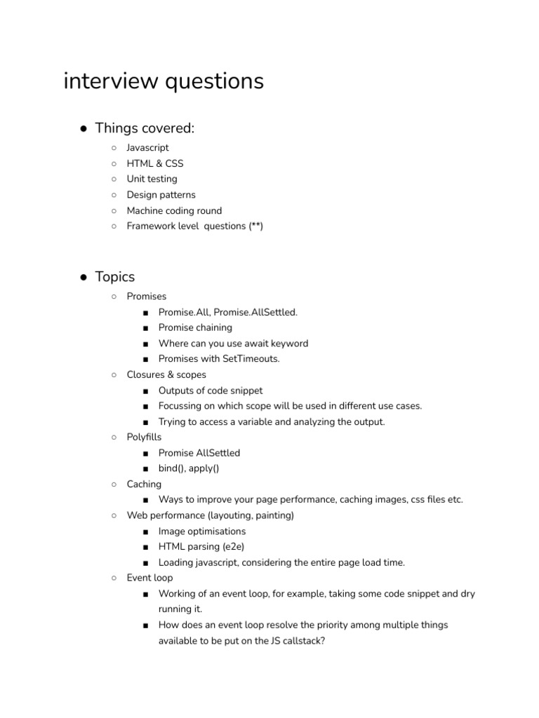 FE Interview Questions | PDF