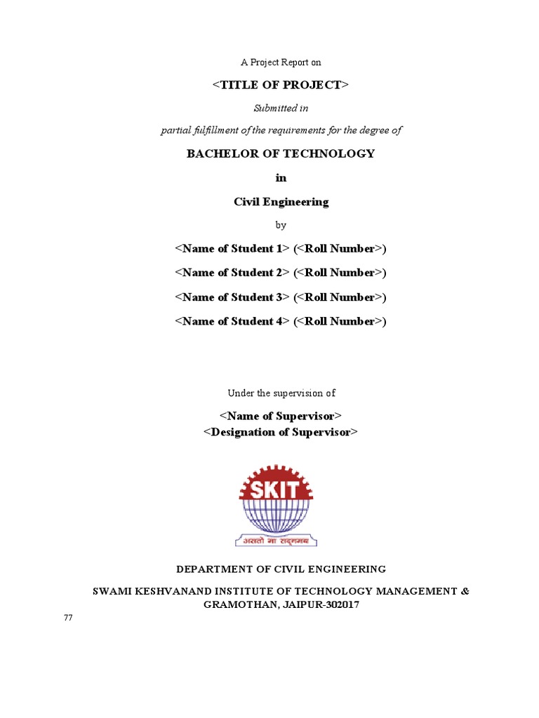 Format For Cover Page, Certificate and Declaration | PDF | Engineering