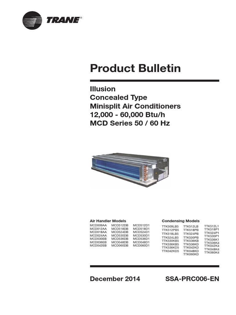 Trane MCD Mini-Split Models Overview | PDF