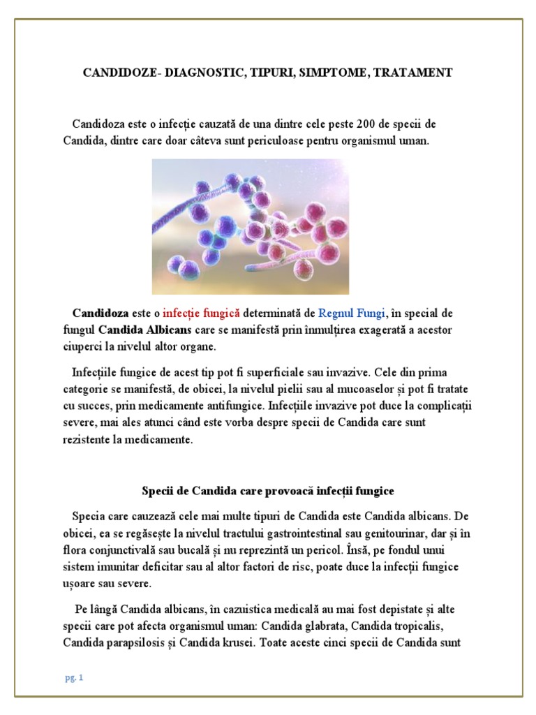 Candidoze-Diagnostic, Tipuri, Simptome, Tratament | PDF