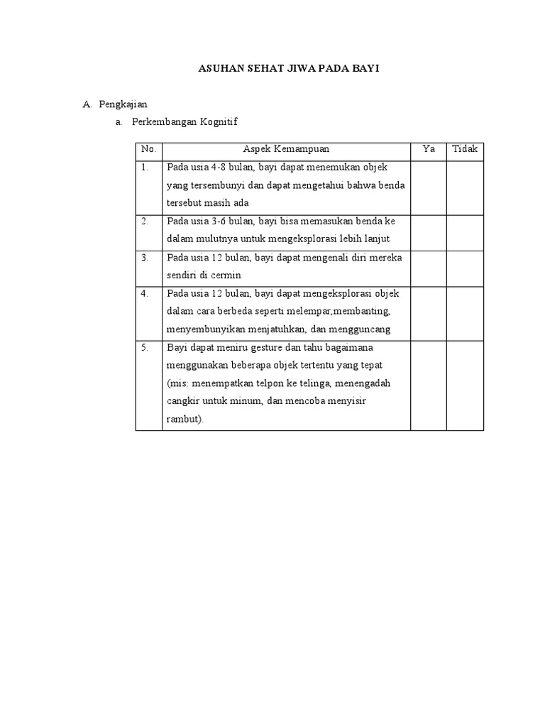 Format Pengkajian Infant - Arifa Putri | PDF