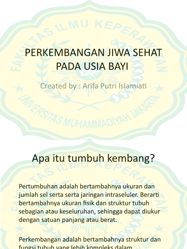 Perkembangan Jiwa Sehat Pada Usia Bayi | PDF | Kesehatan Holistik Perkembangan Jiwa Sehat Pada Usia Bayi | PDF | Kesehatan Holistik