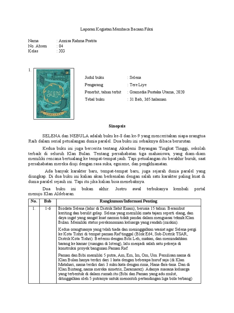 Laporan Kegiatan Membaca Bacaan Fiksi BINDONESIA | PDF