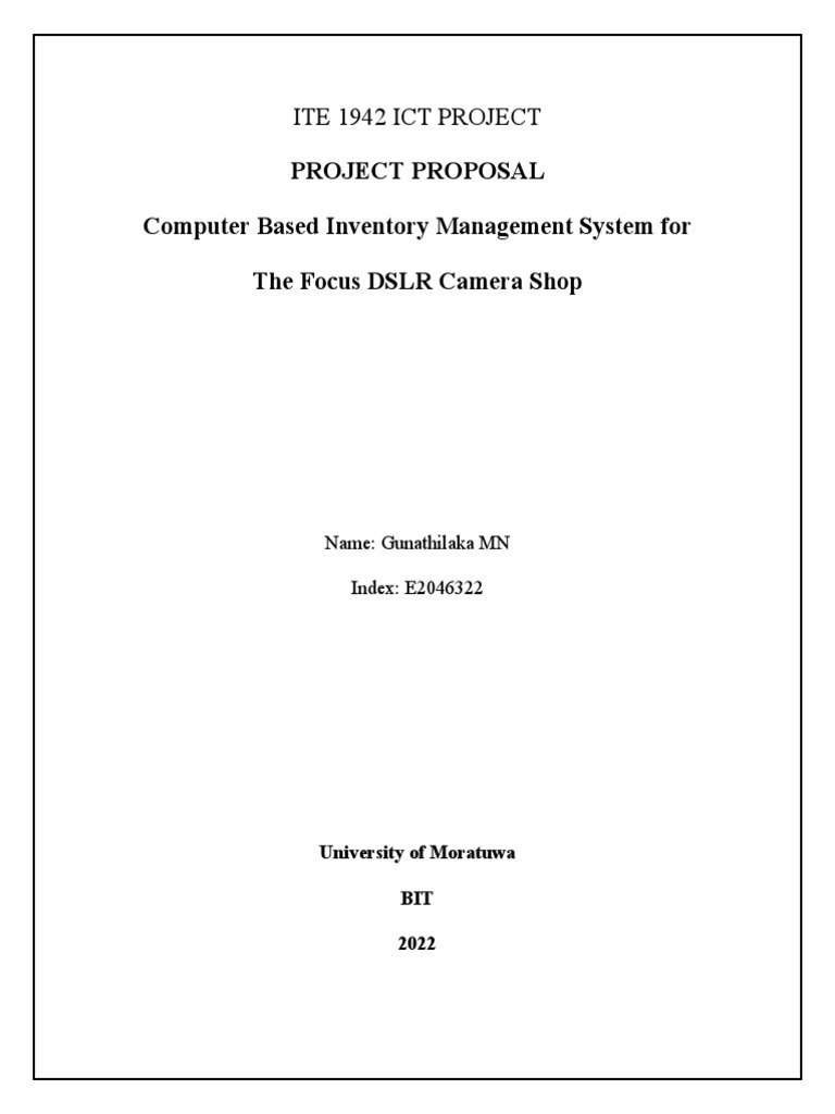 ICT Project Proposal | PDF | Camera | Inventory
