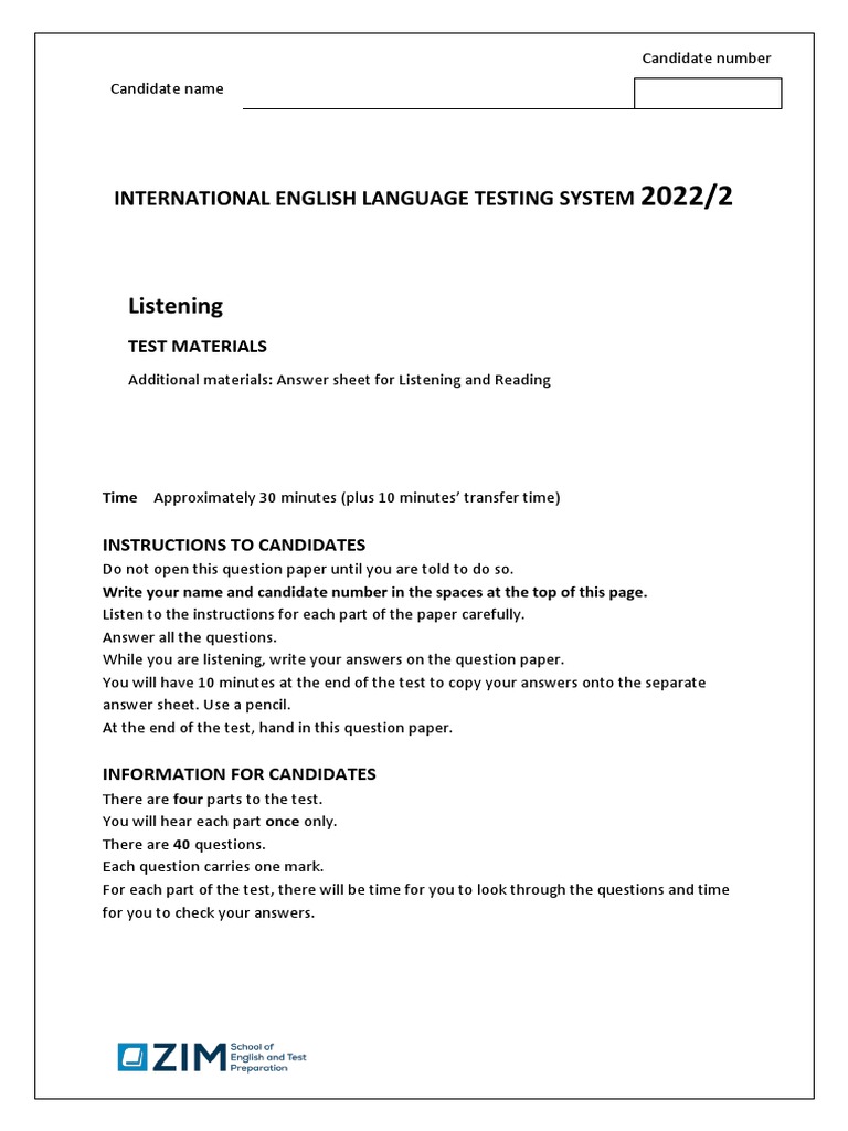 Listening: International English Language Testing System | PDF | Second ...