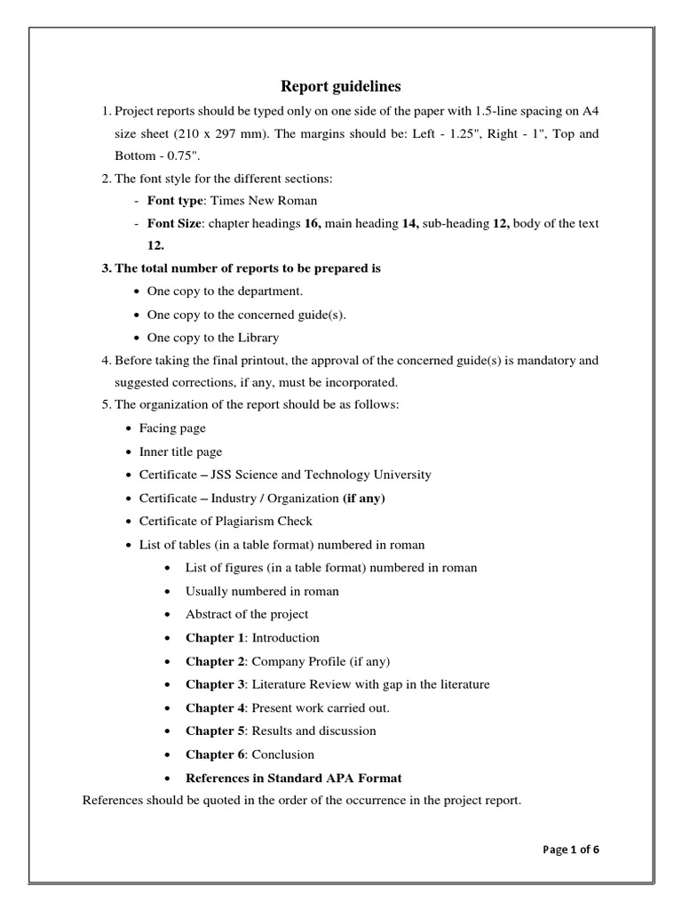 Project Report Guidelines - JSS STU | PDF