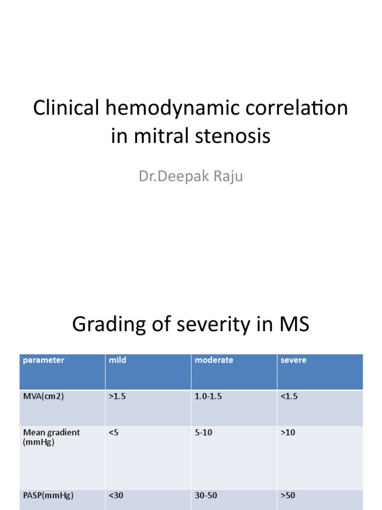 Clinical Hemodynamic Correlation in Mitral Stenosis | PDF | Diastole ...