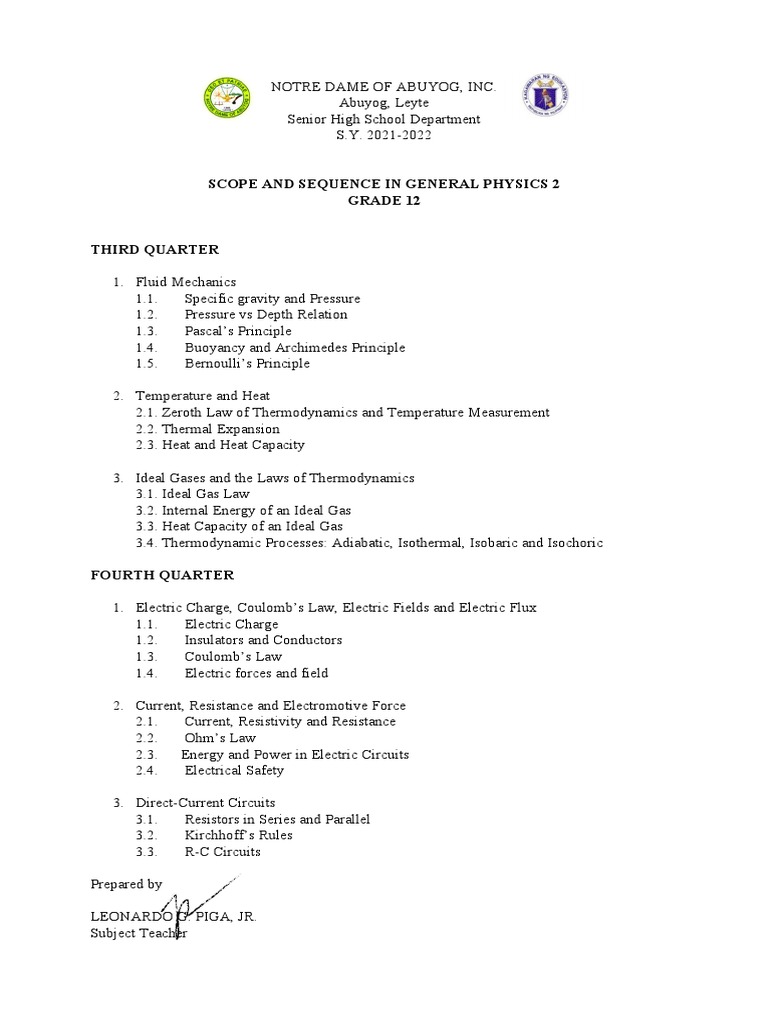 GP2 Scope and Sequence | PDF
