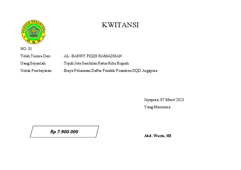 Kwitansi Pesantren | PDF