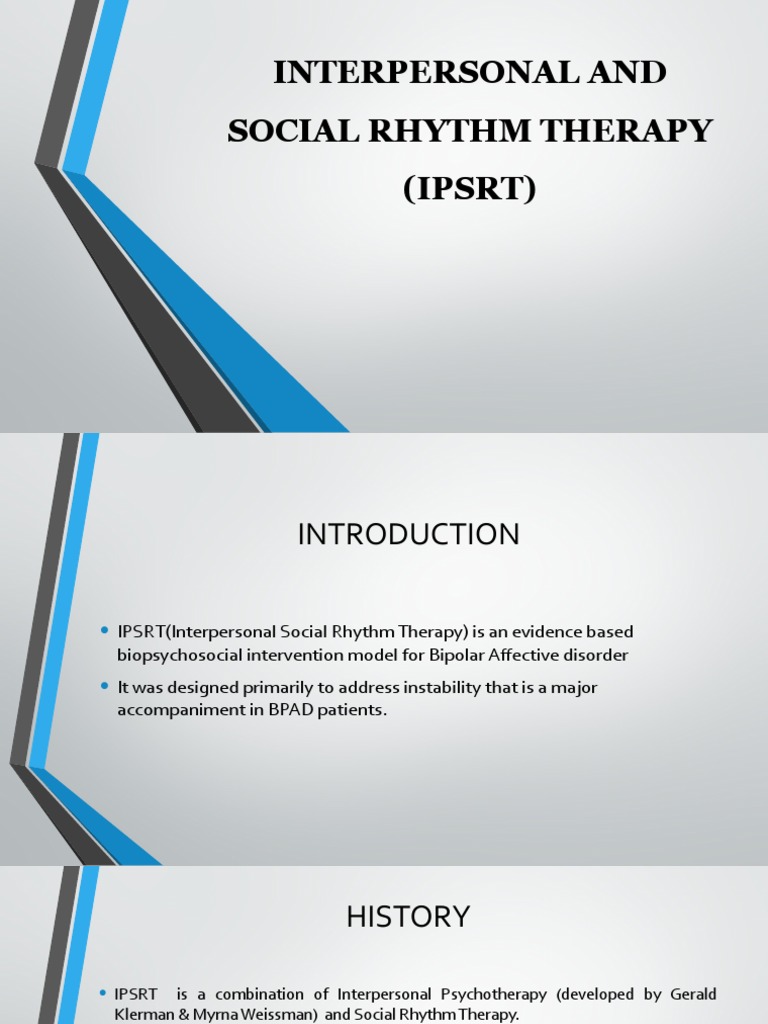 Interpersonal and Social Rhythm Therapy (Ipsrt) | Download Free PDF ...