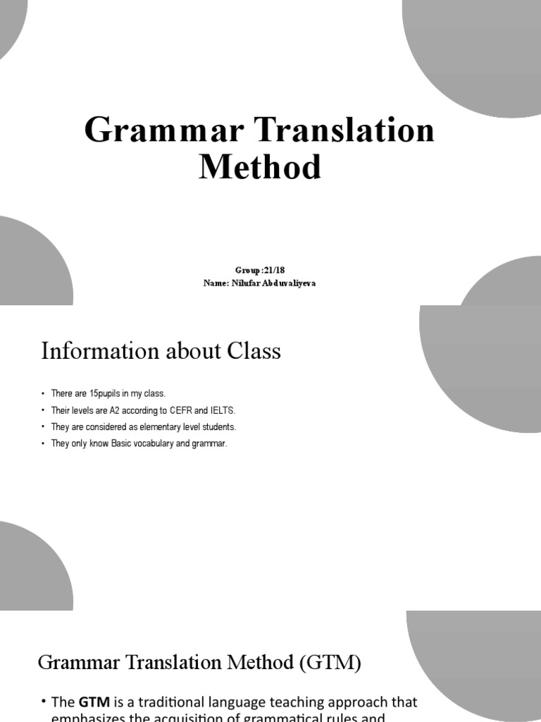 Grammar Translation Method | PDF | Language Education | Second Language