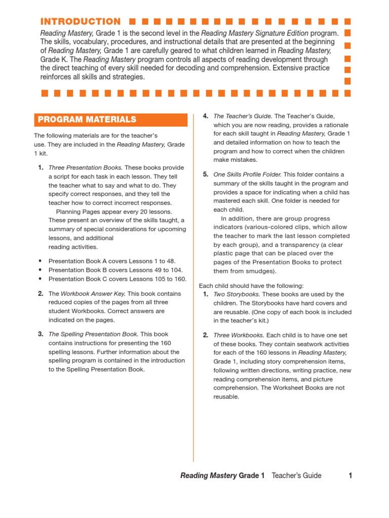 Sra Reading Mastery Teacher Guide Grade 1 | PDF