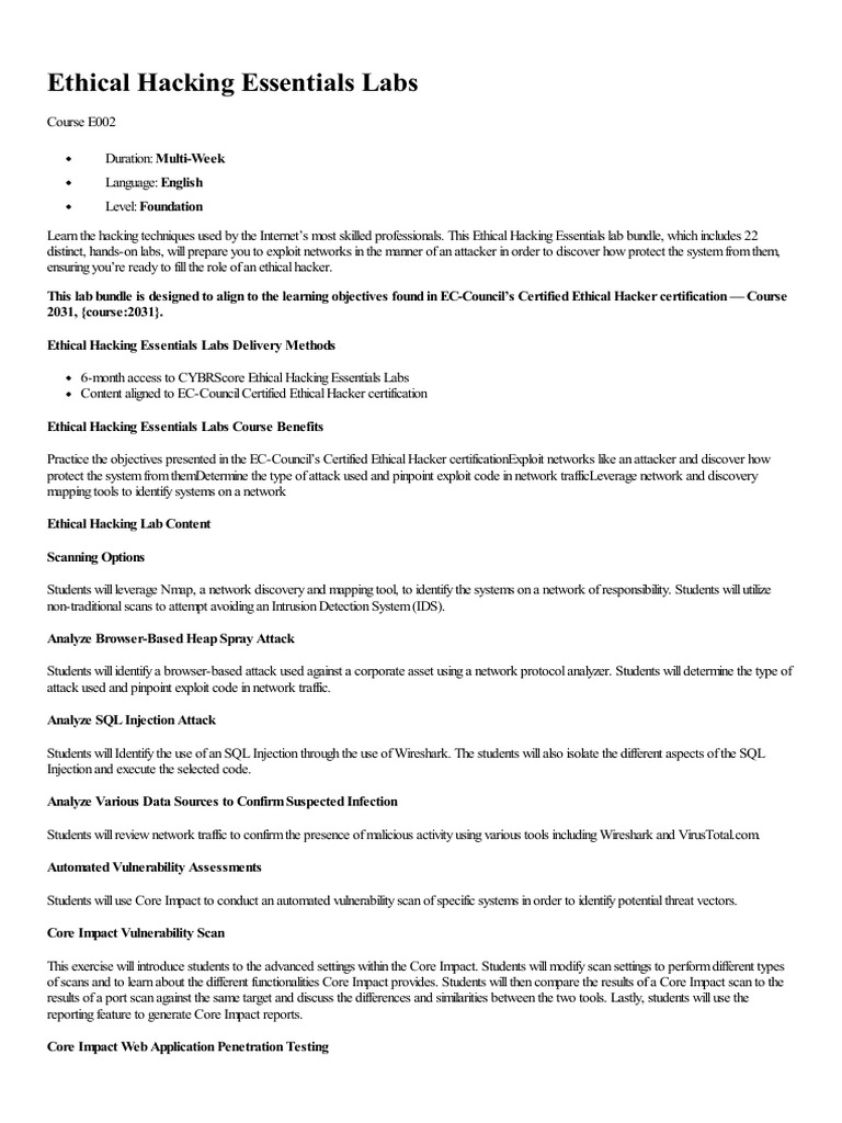 Ethical Hacking Essentials Labs | PDF