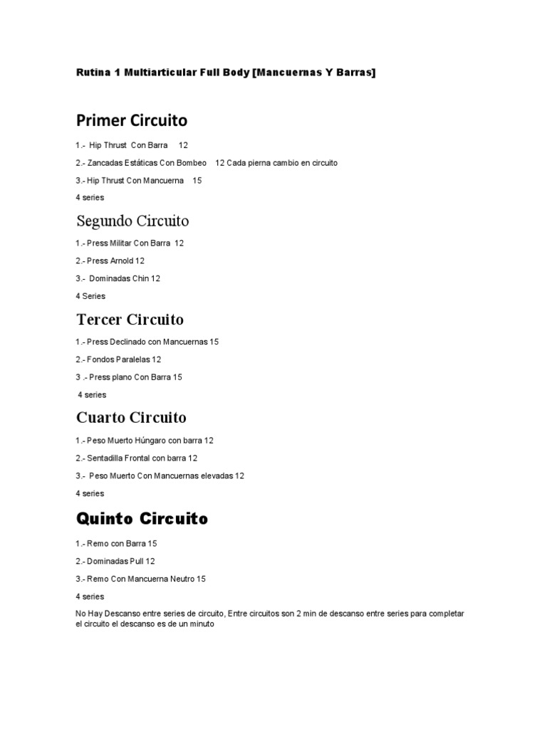 Rutina Full Body Multiarticular con Mancuernas | PDF