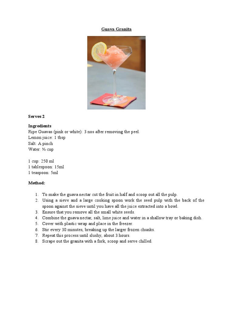 Guava Granita | PDF | Home & Garden | Wellness