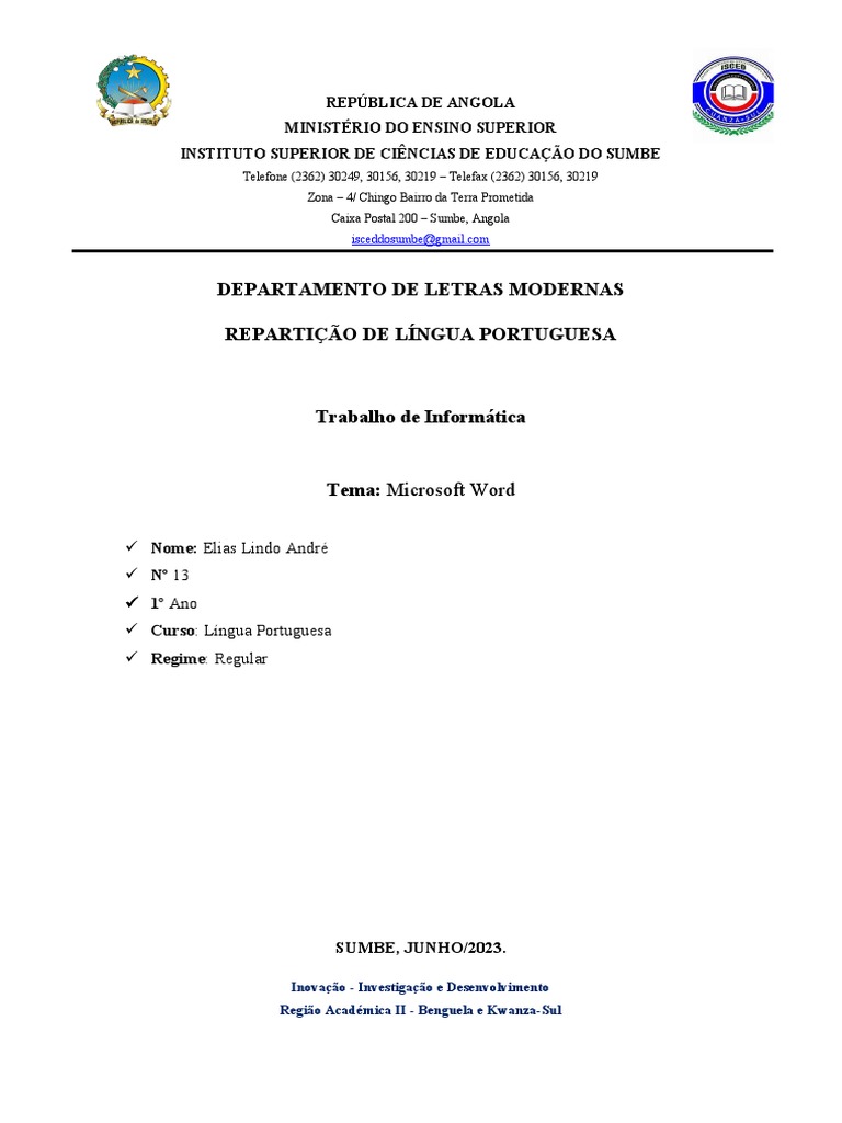 CAPA----- ISCED--------- LÍNGUA PORTUGUESA | PDF