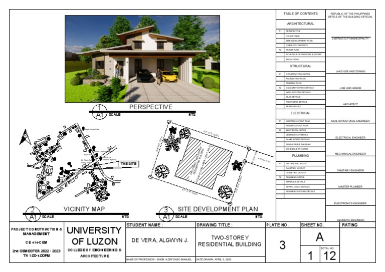 Two-Storey Residential Building Plans | PDF
