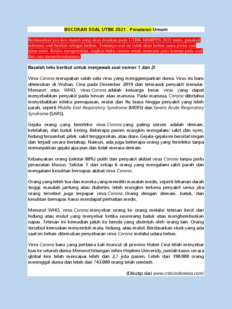 BOCORAN SOAL UTBK 2021 Penalaran Umum (SFILE | PDF