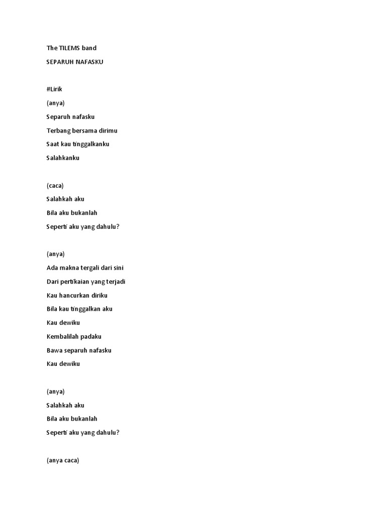 Lirik Separuh Nafasku-Dewa 19 | PDF
