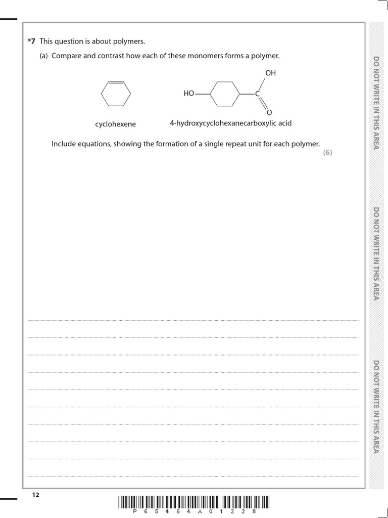 (A) Compare and Contrast How Each of These Monomers Forms A Polymer. OH ...