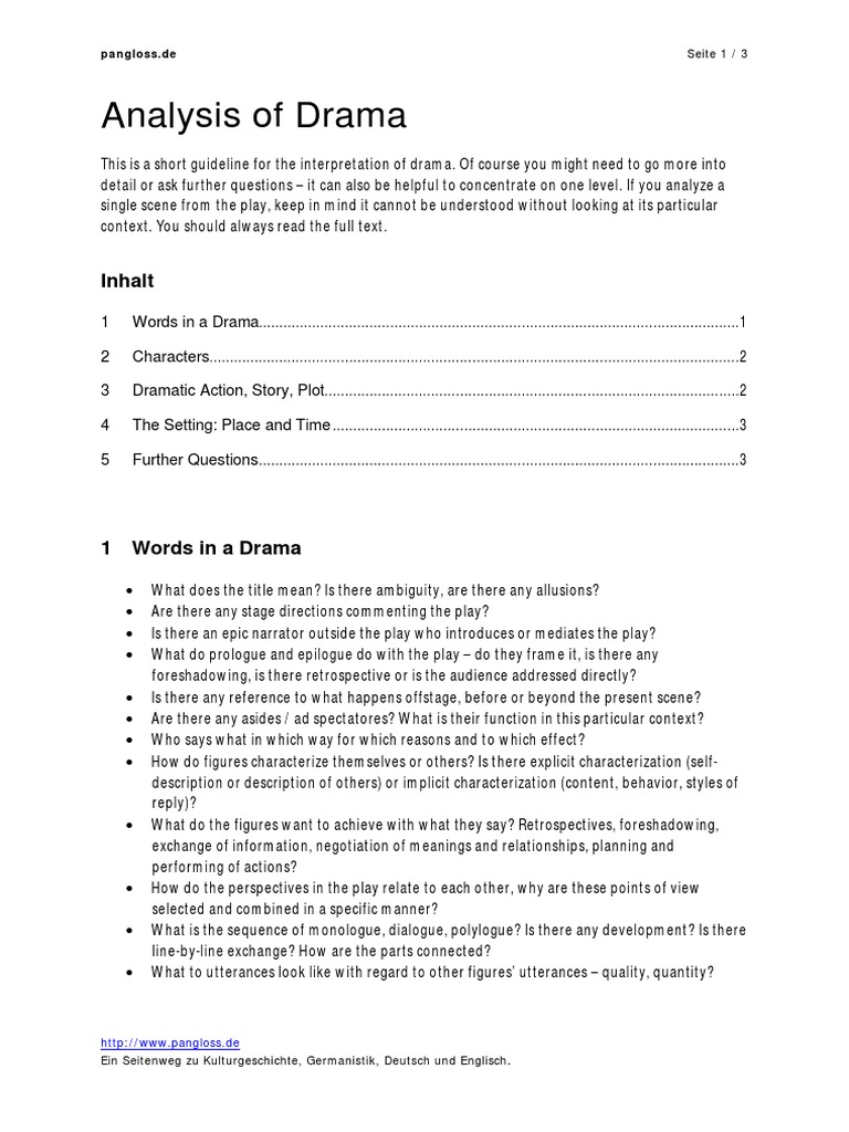 Analysis Drama | PDF | Narration | Plot (Narrative)
