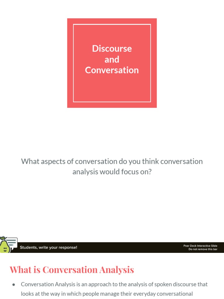 U5 Discourse and Coversation | PDF | Linguistics | Human Communication