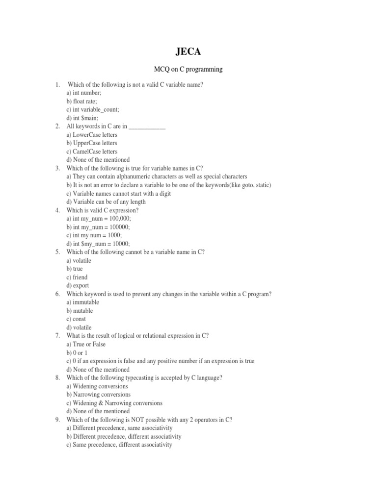 C MCQ | Download Free PDF | Pointer (Computer Programming) | Software Development