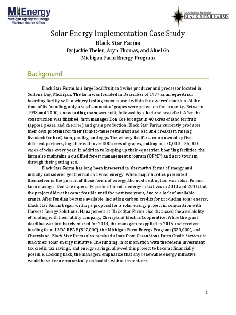 Solar Energy Case Study - Black Star Farms | Download Free PDF ...