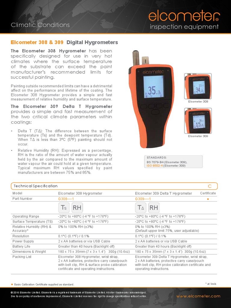 Elcometer 309 | PDF | Humidity | Earth Sciences