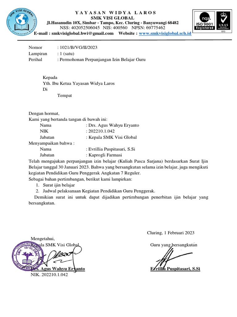 Surat Ijin Cuti | PDF