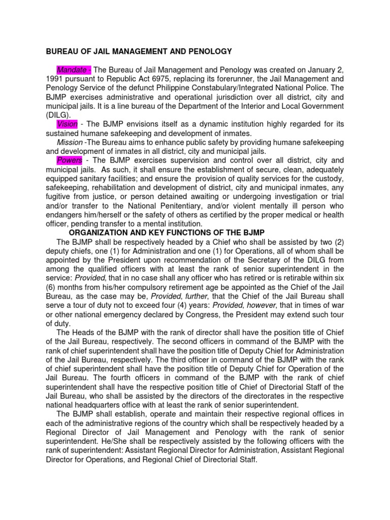 BJMP Matters | PDF | Prison | Inspector