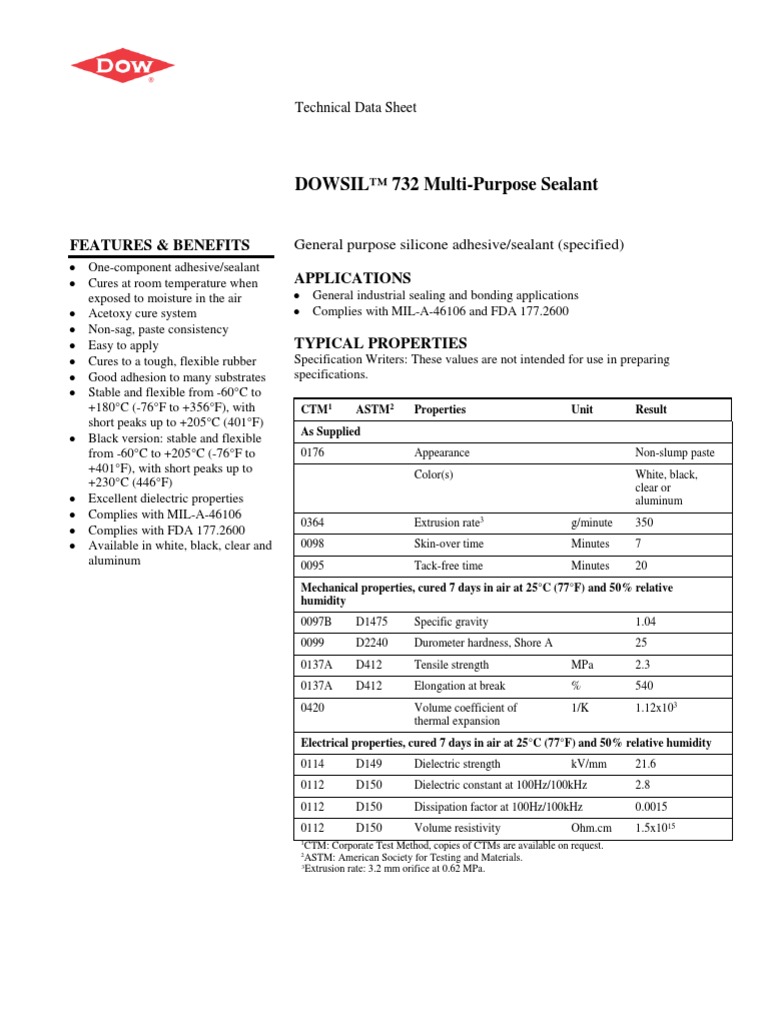 TDS DOWSIL 732 Multi Purpose Sealant Eng | PDF | Building Engineering ...