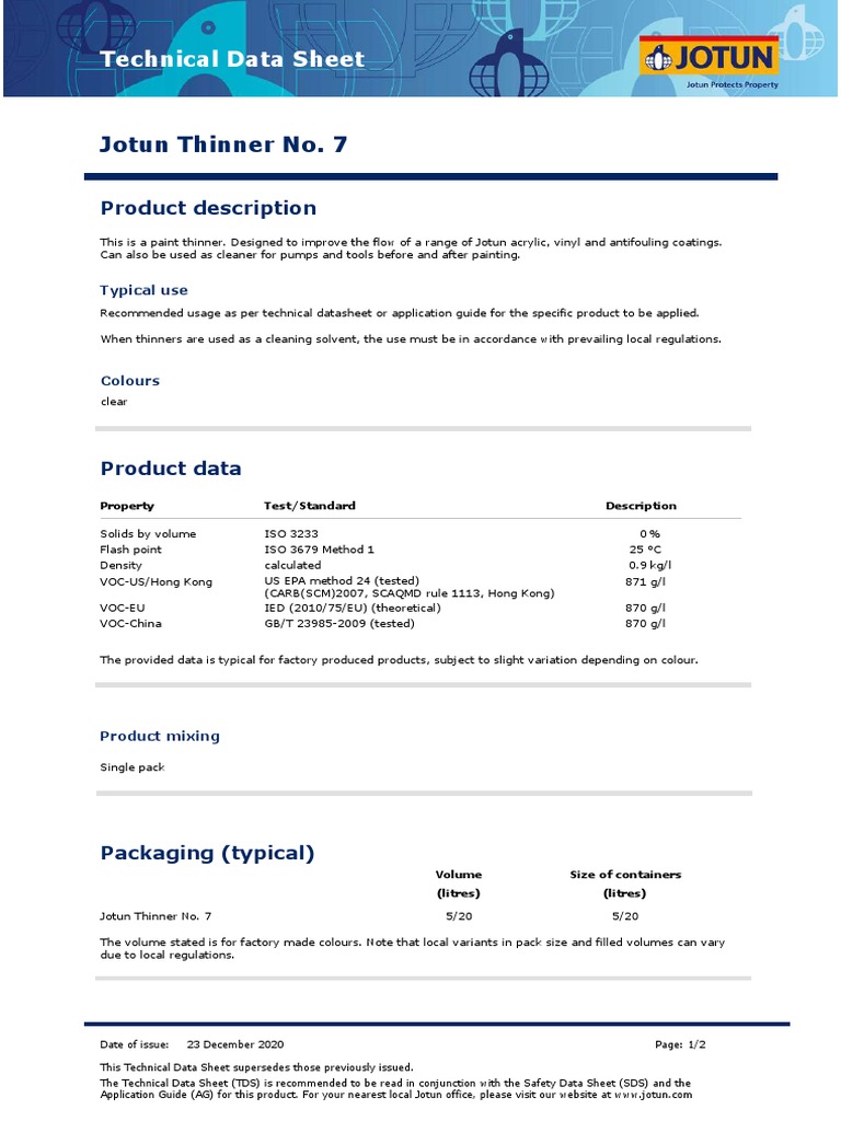 TDS¤561¤Jotun Thinner No. 7¤Euk¤GB | PDF | Paint | Physical Sciences