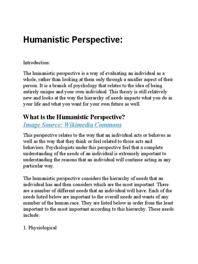 Humanistic Perspective | Download Free PDF | Self Actualization ...