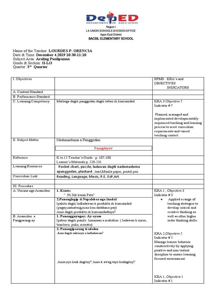 Cot - Lo Q 3 Ap | PDF | Learning | Curriculum