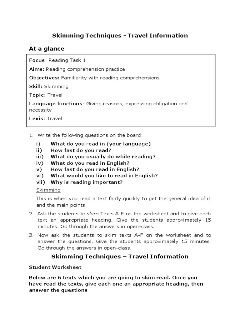 Skimming and Scanning Activities | PDF | Fashion | Speed Reading