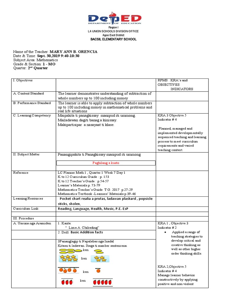 COT - MO Q 2 Math | PDF | Learning | Curriculum