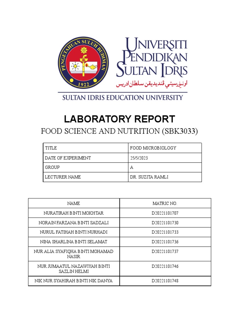 Lab Report Food Microbiology | PDF | Colony Forming Unit | Bacteria