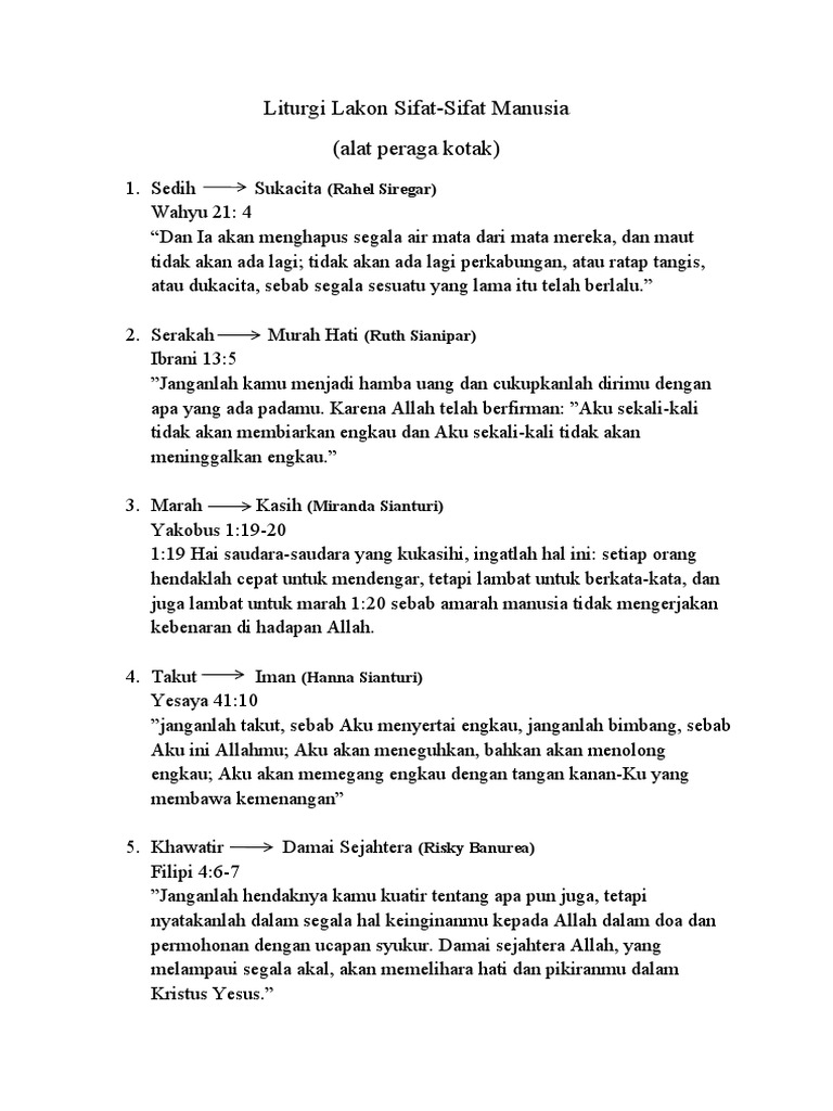 Liturgi Lakon Sifat Manusia | PDF