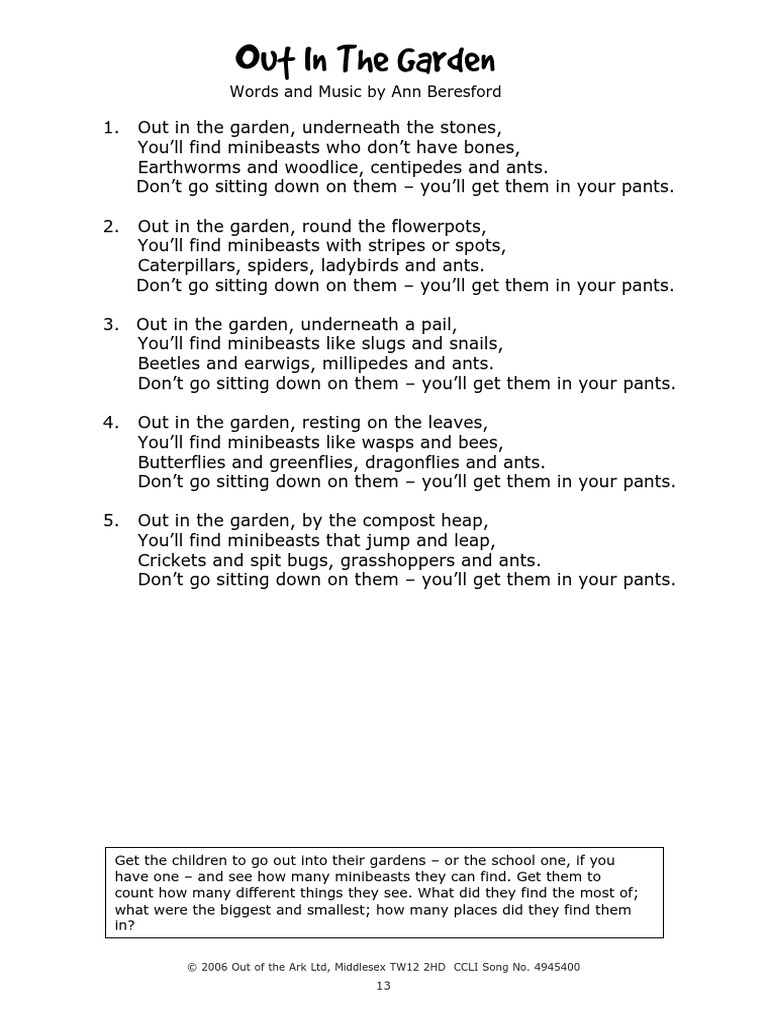 Out in The Garden Lyrics | PDF | Home & Garden