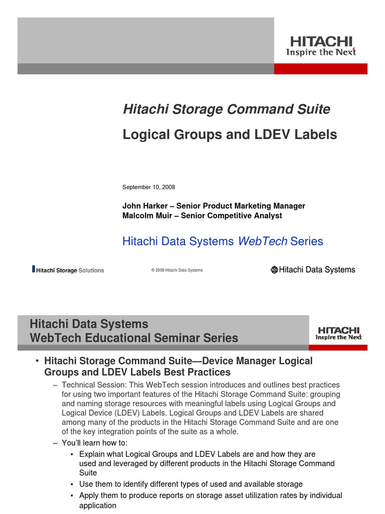 Hitachi Storage Command Suite Logical Groups and Ldev Labels | PDF ...