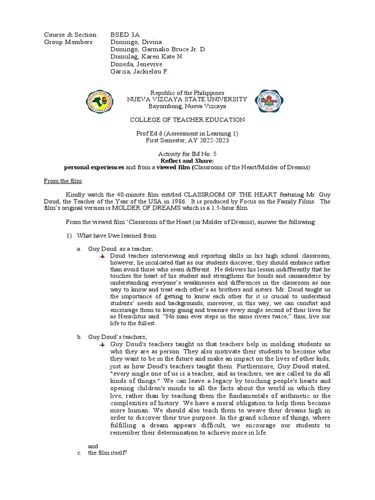 AL1 Activity For IM5 DiagnosingLDS CoH | PDF | Teachers | Learning