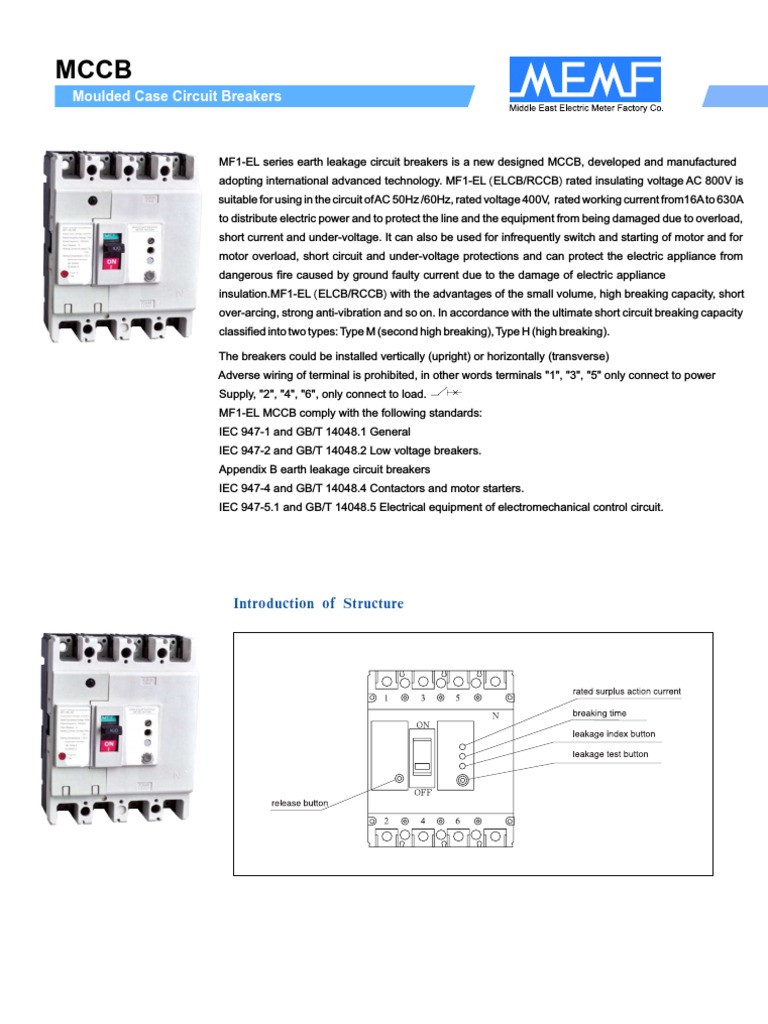 MF1-EL (Earth Leakage Protection) | PDF | Building Engineering | Equipment