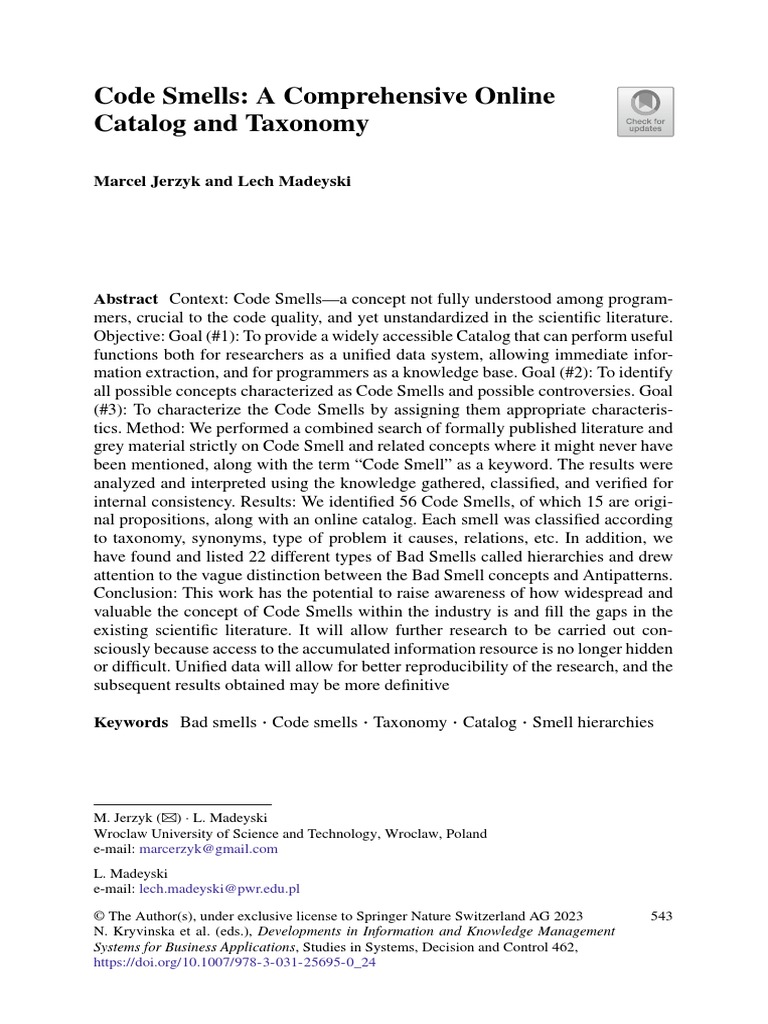Code Smells | PDF | Taxonomy (Biology) | Information