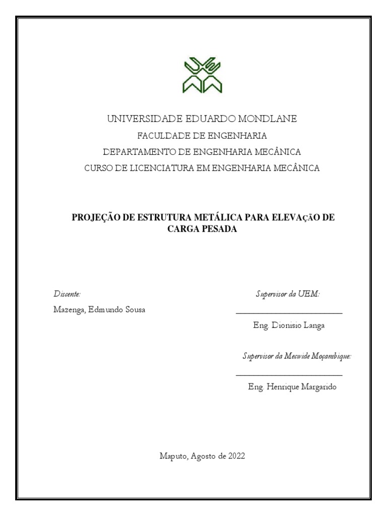 2022 - Mazenga, Edmundo Sousa | PDF | Flambagem | Engenharia Mecânica