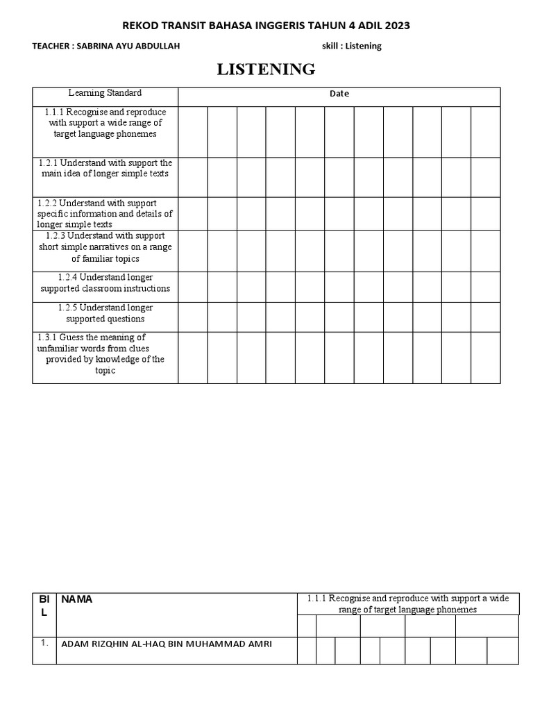Rekod Transit 4 Adil 2023 | PDF | Human Communication | Linguistics