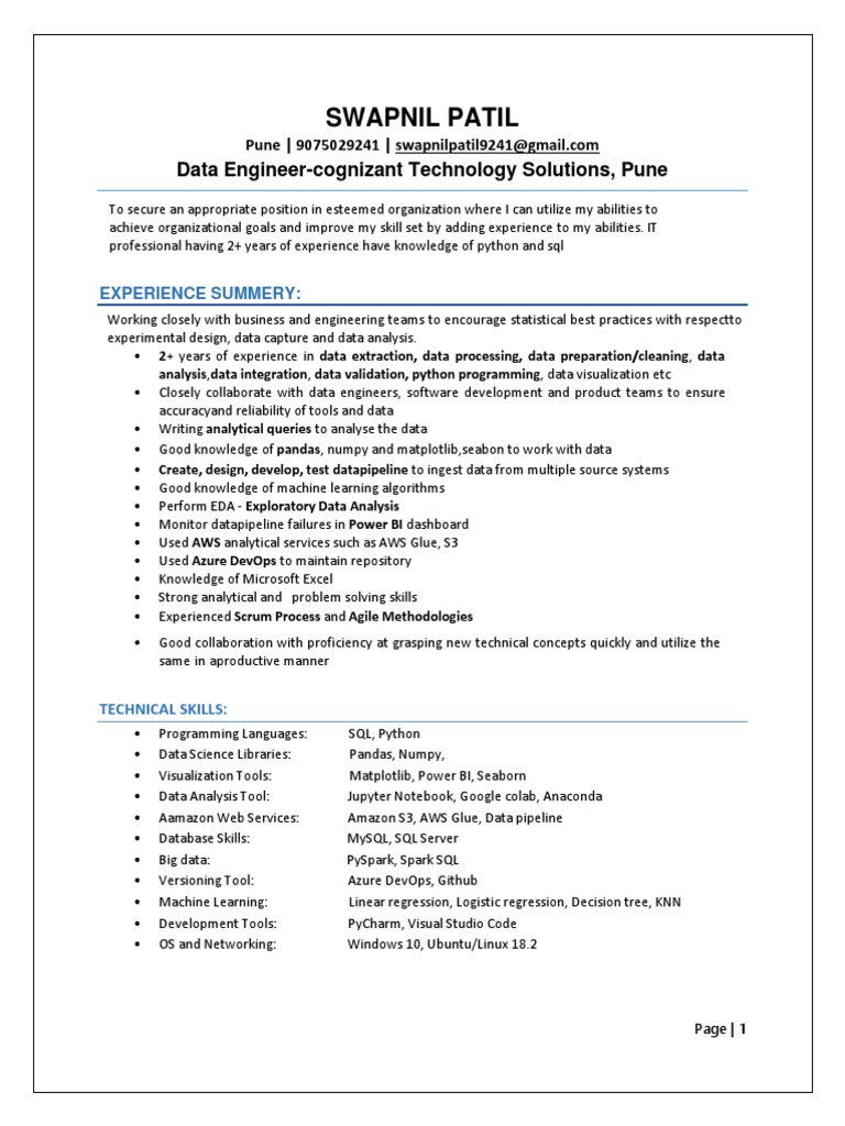 Swapnil Patil-1 | PDF | Data | Amazon Web Services