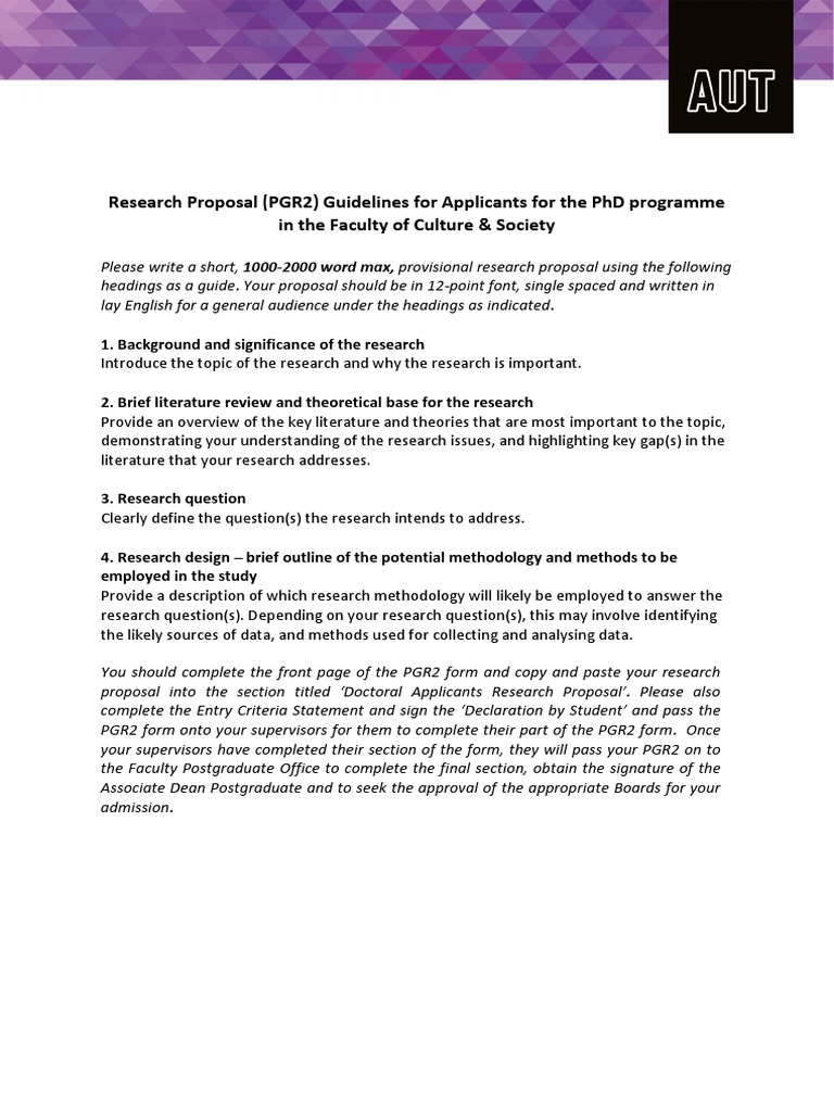 CSOC PGR2 Research Proposal Guidelines | PDF