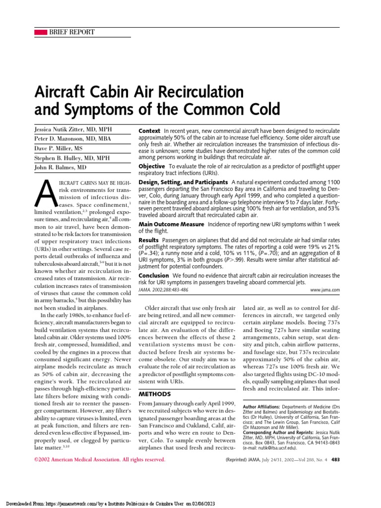 Aircraft Cabin Air Recirculation | PDF