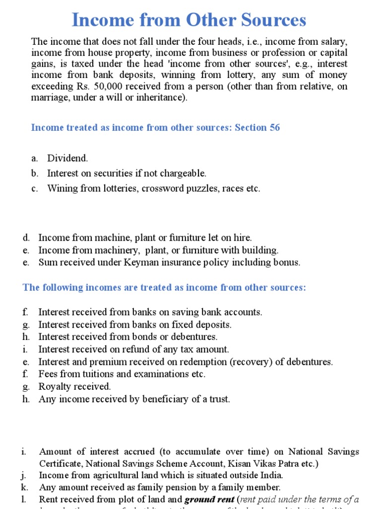 Understanding Income from Other Sources | PDF | Dividend | Expense